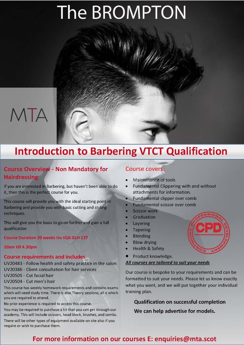 Introduction to Barbering VTCT Qualification – MTA Education